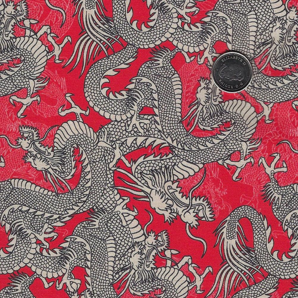 Kimonos & Koi by Paintbrush Studio Fabrics - Background Red Dragons ...