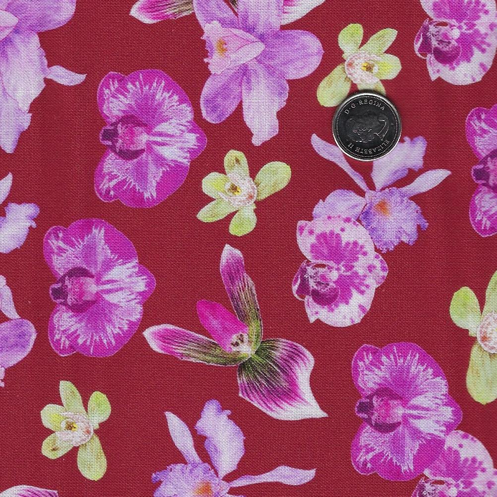 Margo by Adriana Picker for Figo Fabrics - Background Rust Orchids ...