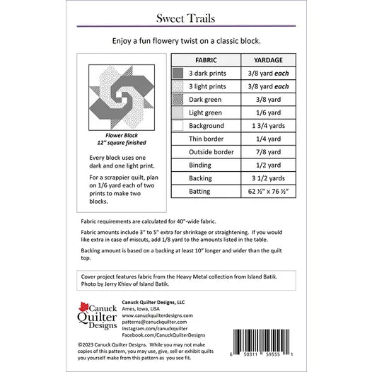 Sweet Trails by Canuck Quilter Designs – Mad Moody Quilting Fabrics